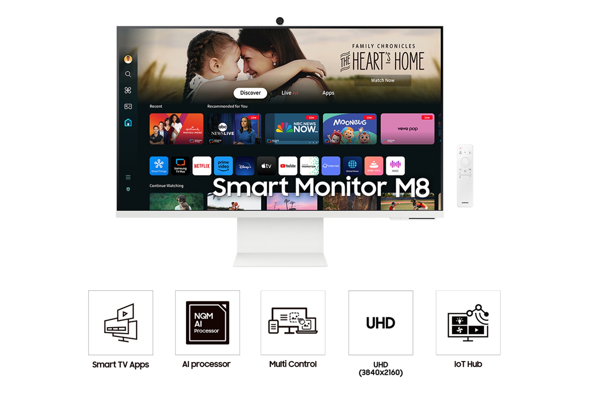 32" M80D UHD White Smart Monitor with Speakers and Remote